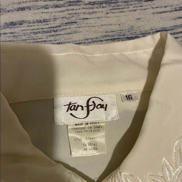 TanJay | Tops | Vintage Tanjay Ivory Blouse With Embroidered Details ...